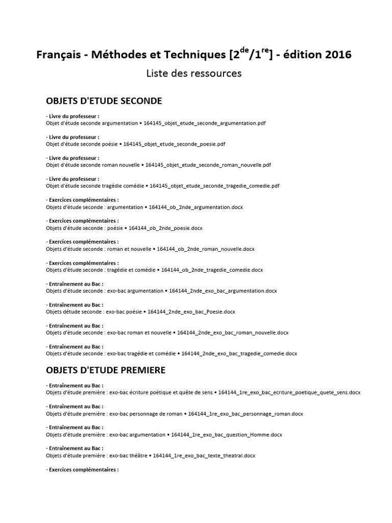 Liste Des Ressources | PDF