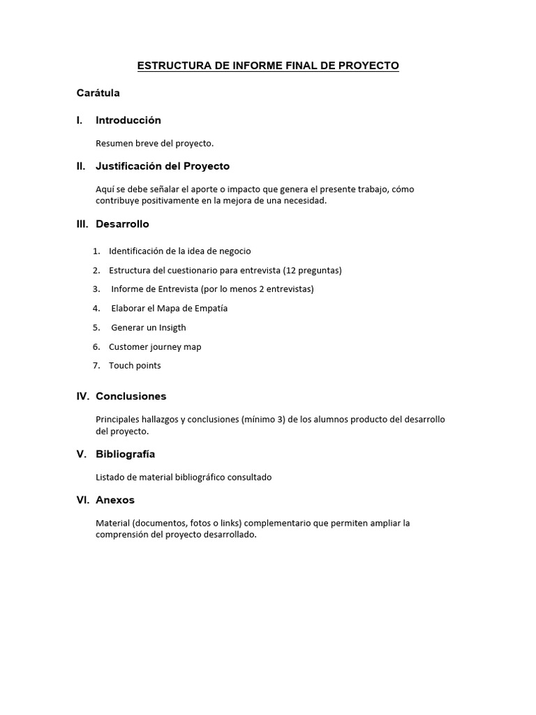 Estructura de Informe Final de Proyecto | PDF