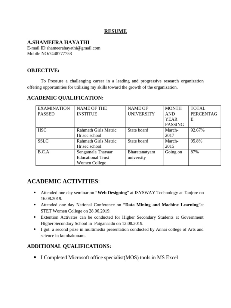 Resume (Shamee) | PDF