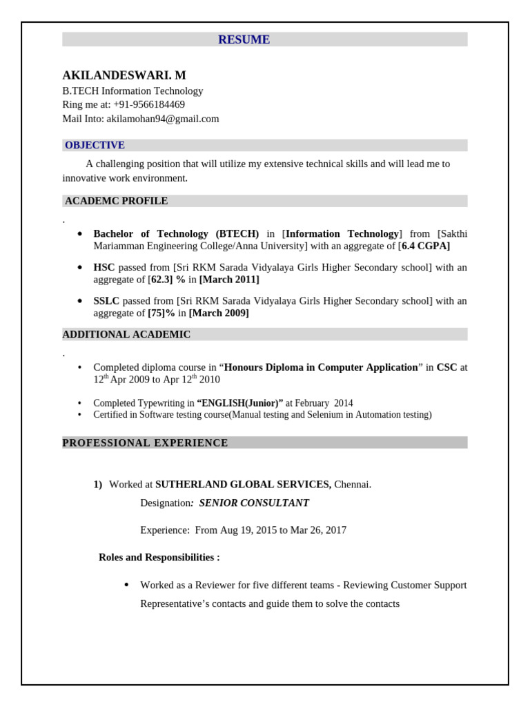 Akila Resume | PDF