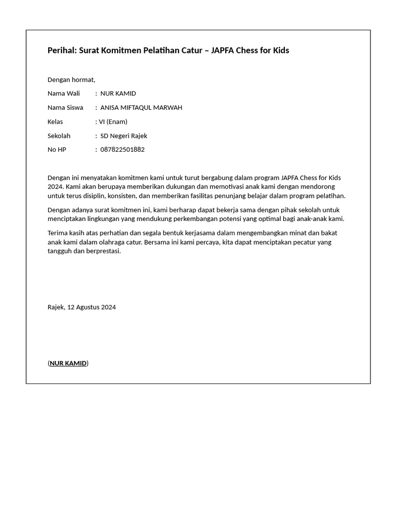 Surat Komitmen | PDF