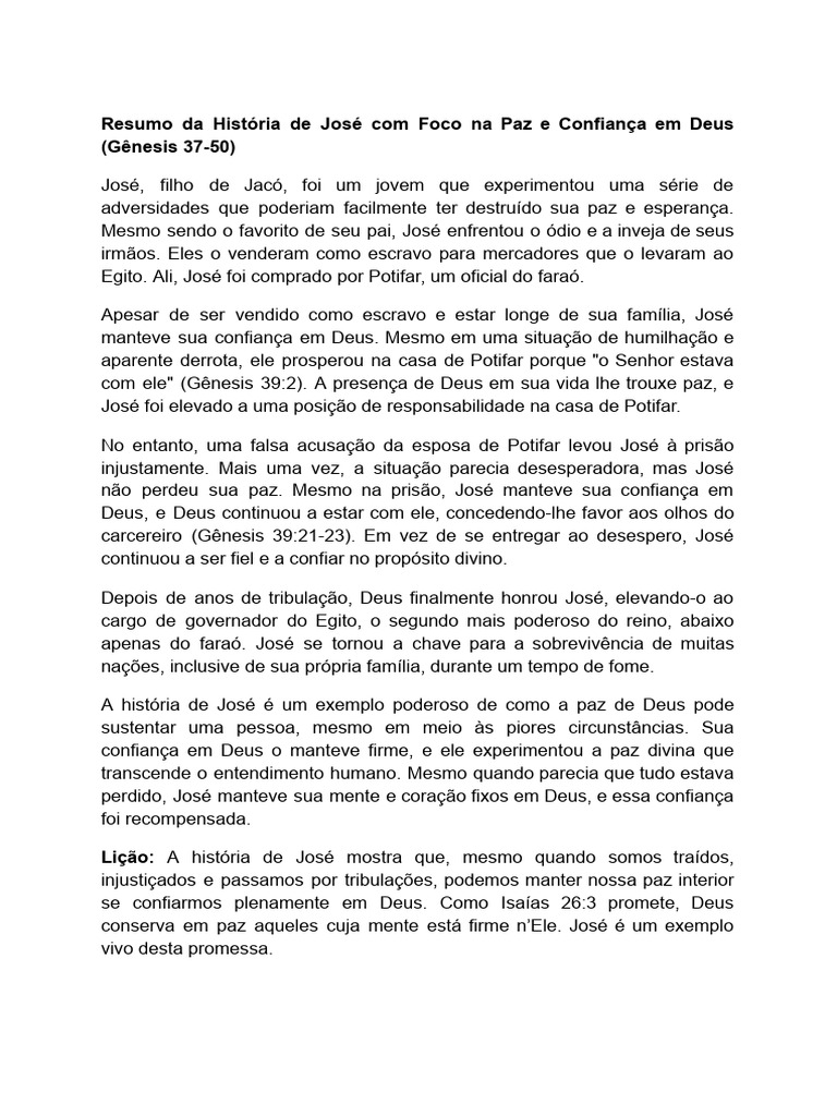 Resumo Da História de José, Josafá e Davi | PDF