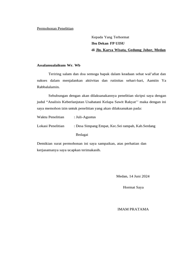 Permohonan Penelitian | PDF