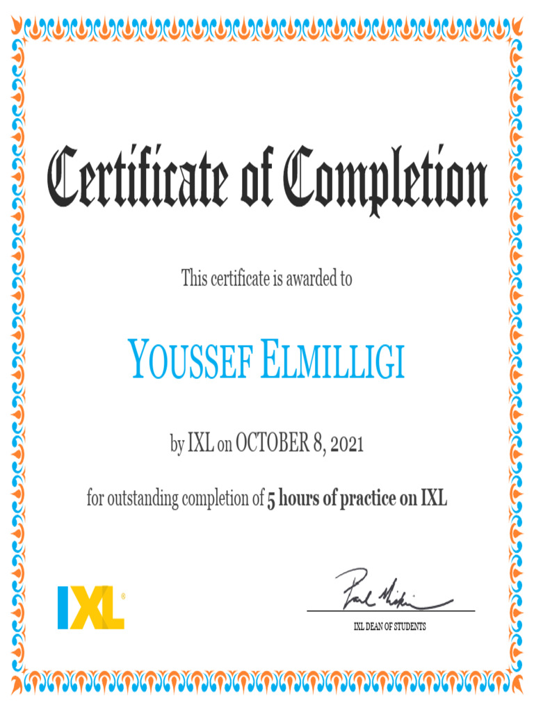 IXL Achievement Certificate | PDF | Technology & Engineering