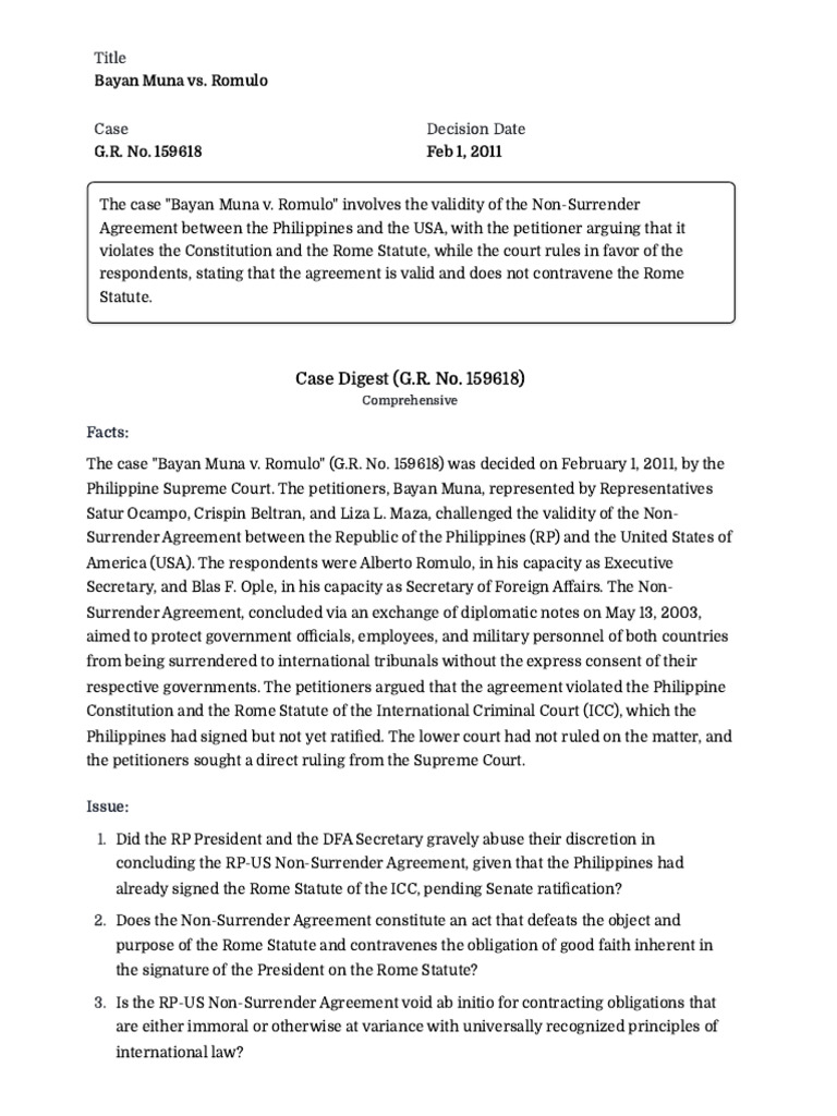 Bayan Muna vs. Romulo | PDF