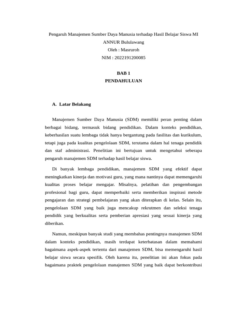 Bab 1 Skripsi (Baru) | PDF