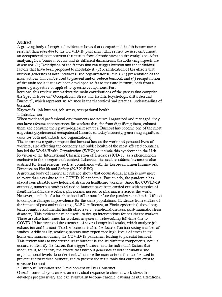 Burnout Reading | PDF