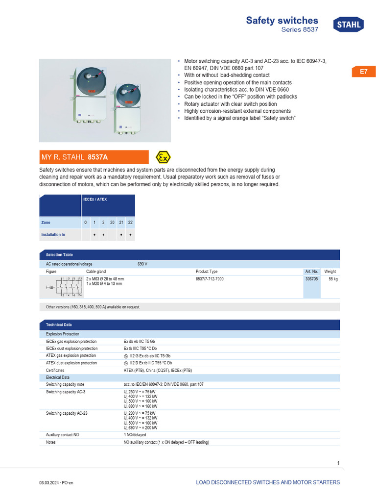 Ex Product Overview Safety Switches 8537 en GB Rstahl | PDF