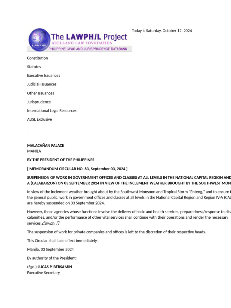 Memo Circular 63 | PDF