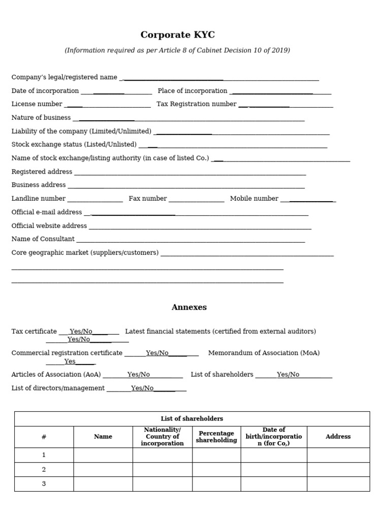 Coerporate KYC | PDF