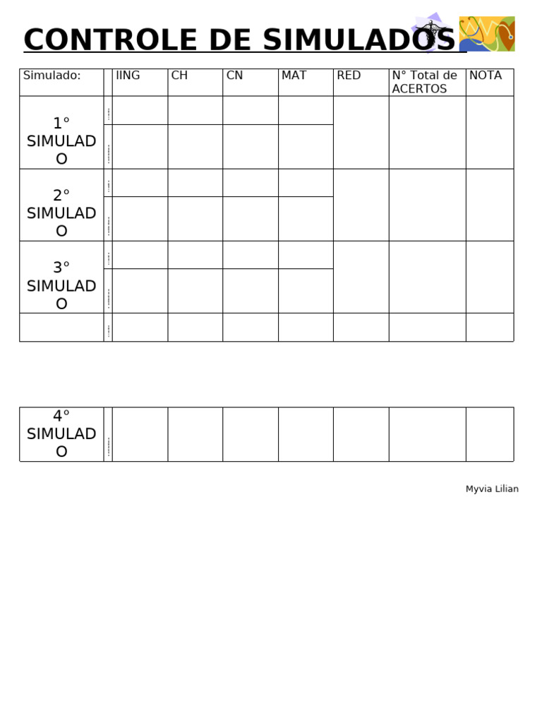 Controle de Simulados | PDF
