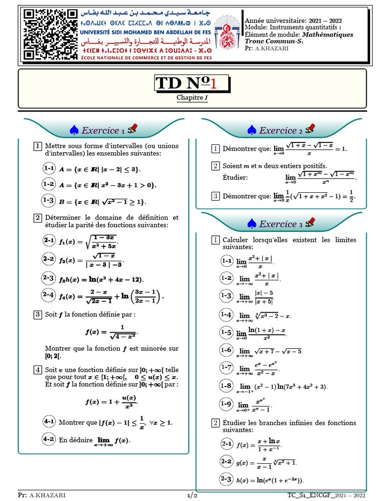 TD 1 Maths Encgf | PDF