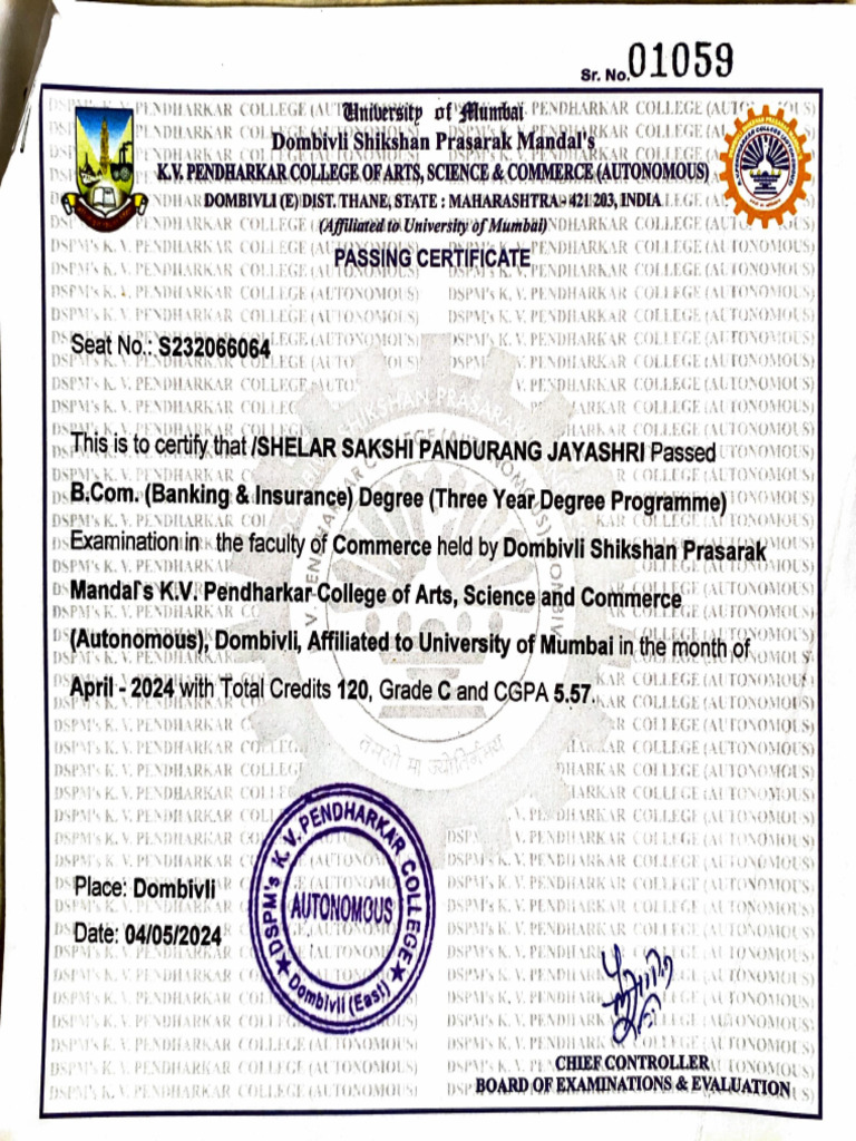 Passing Certificate | PDF