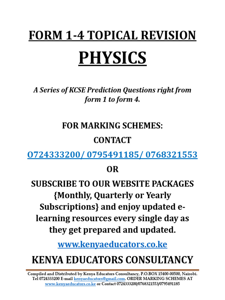 Kcse Phy (F1-4) Topical Revision | PDF