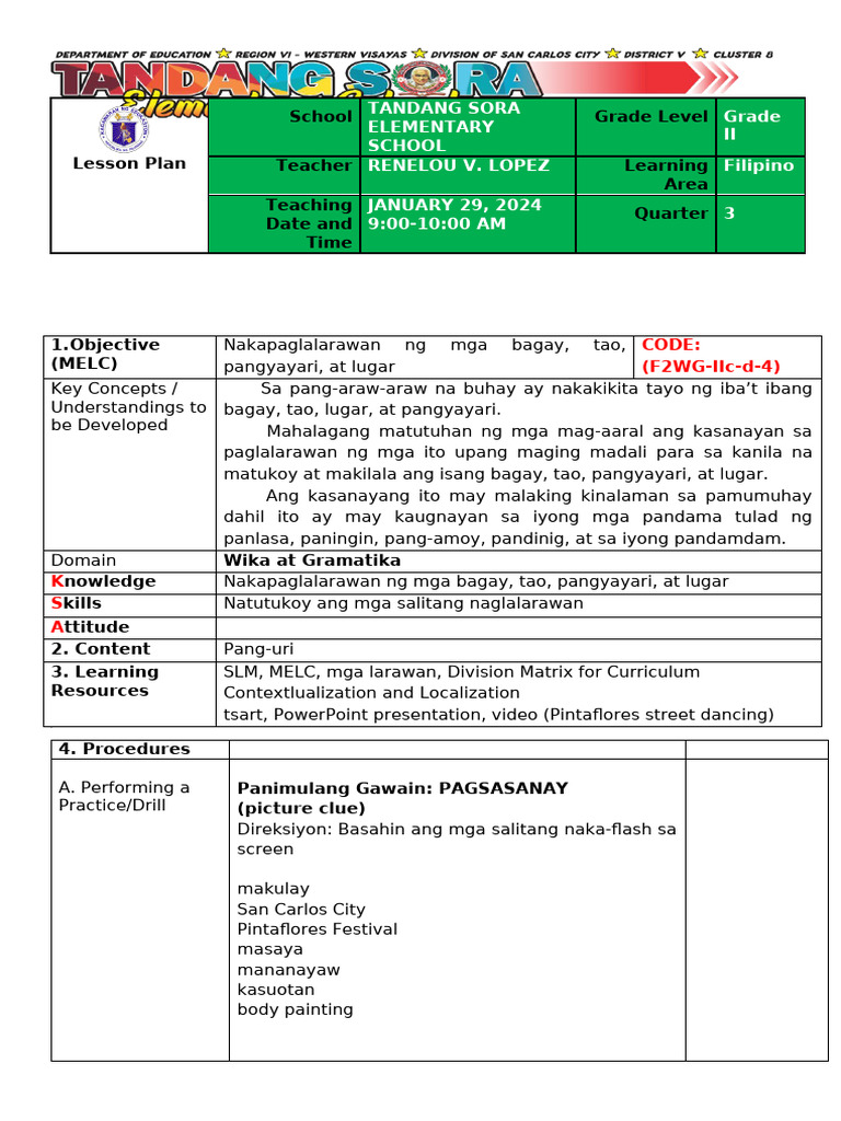 Demo Teaching - Filipino - Q3W9 - 2023-2024 | PDF