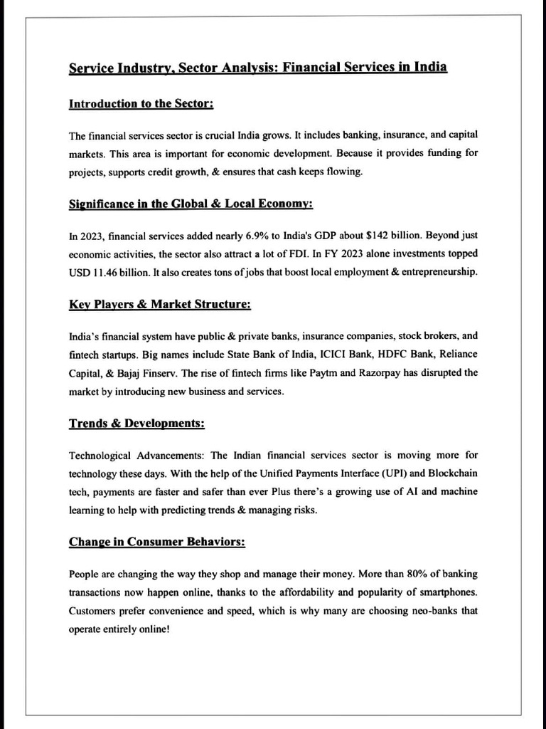 Service Industry, Sector Analysis: Financial Services India ...