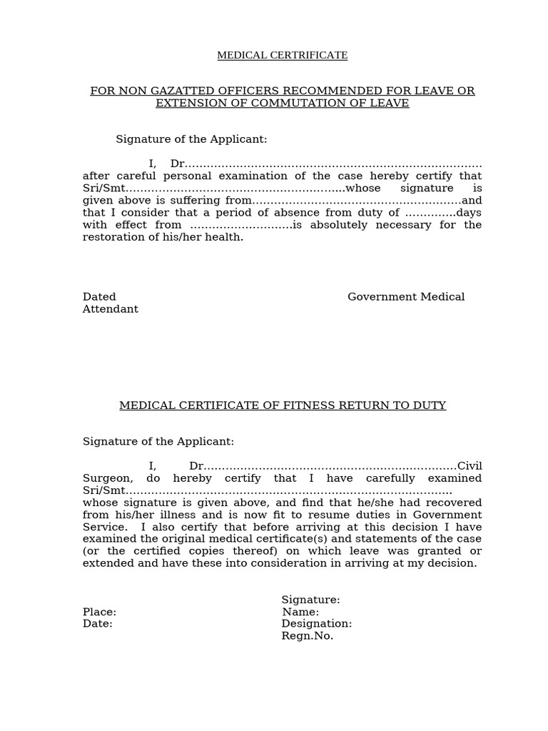 Medical Certificate Format | PDF