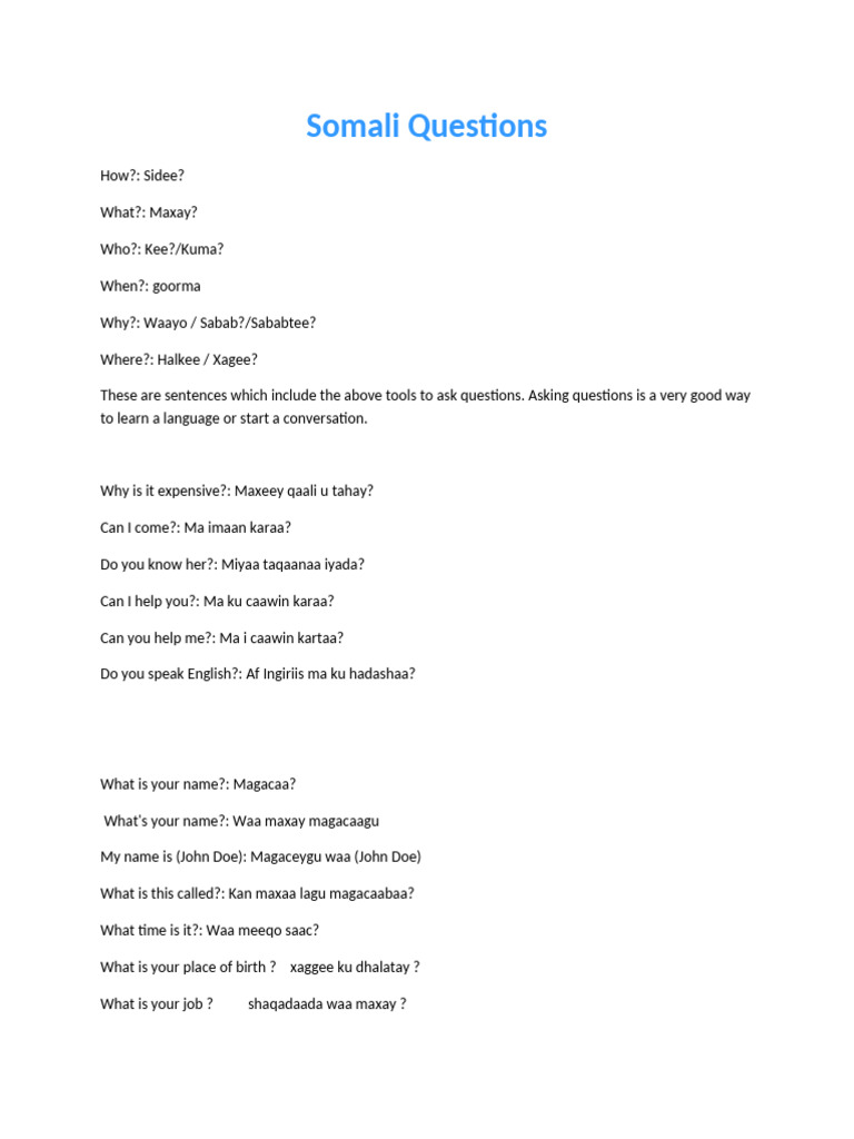 Somali Language Learning | PDF | Fruit | Grammatical Gender