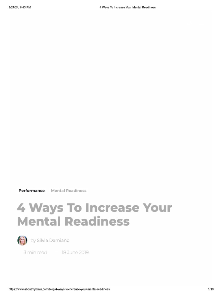 4 Ways To Increase Your Mental Readiness | PDF