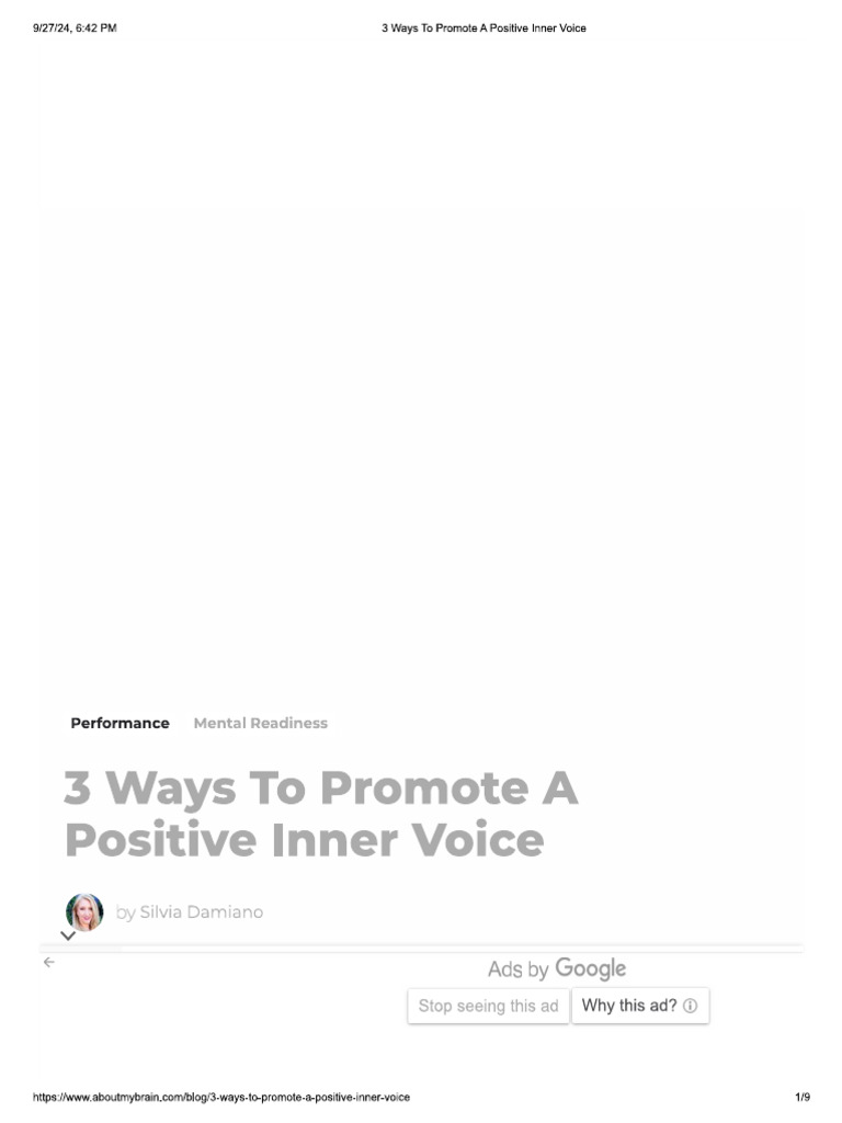3 Ways To Promote A Positive Inner Voice | PDF