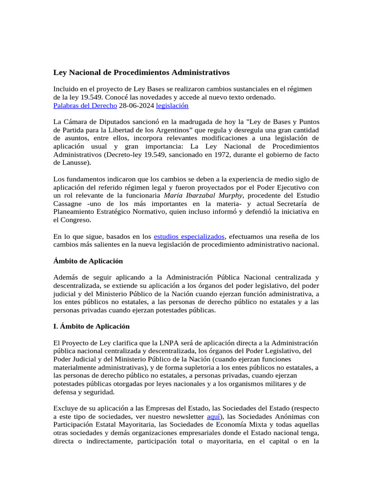 Ley Nacional de Procedimientos Administrativos | PDF