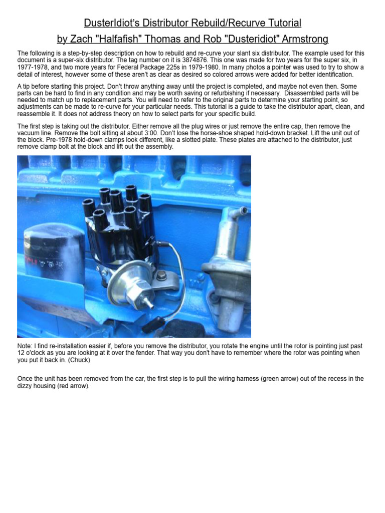 DusterIdiot's Distributor Rebuild - Recurve Tutorial 29 Pages Onan ...