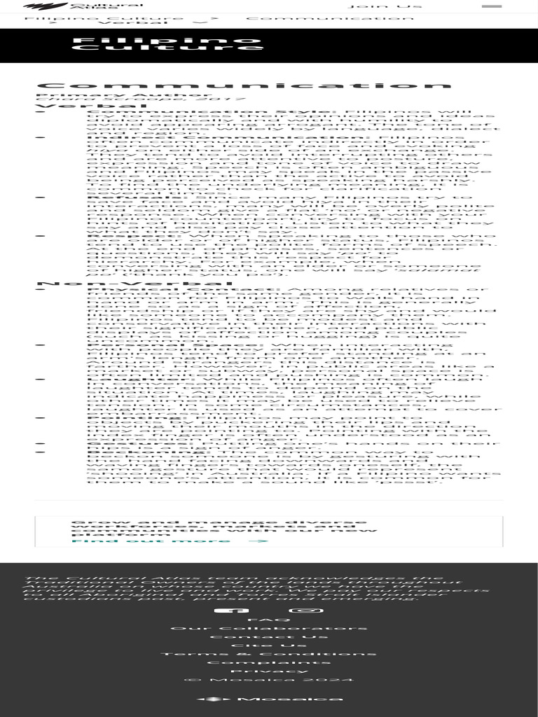 Filipino - Communication - Cultural Atlas | PDF | Communication ...