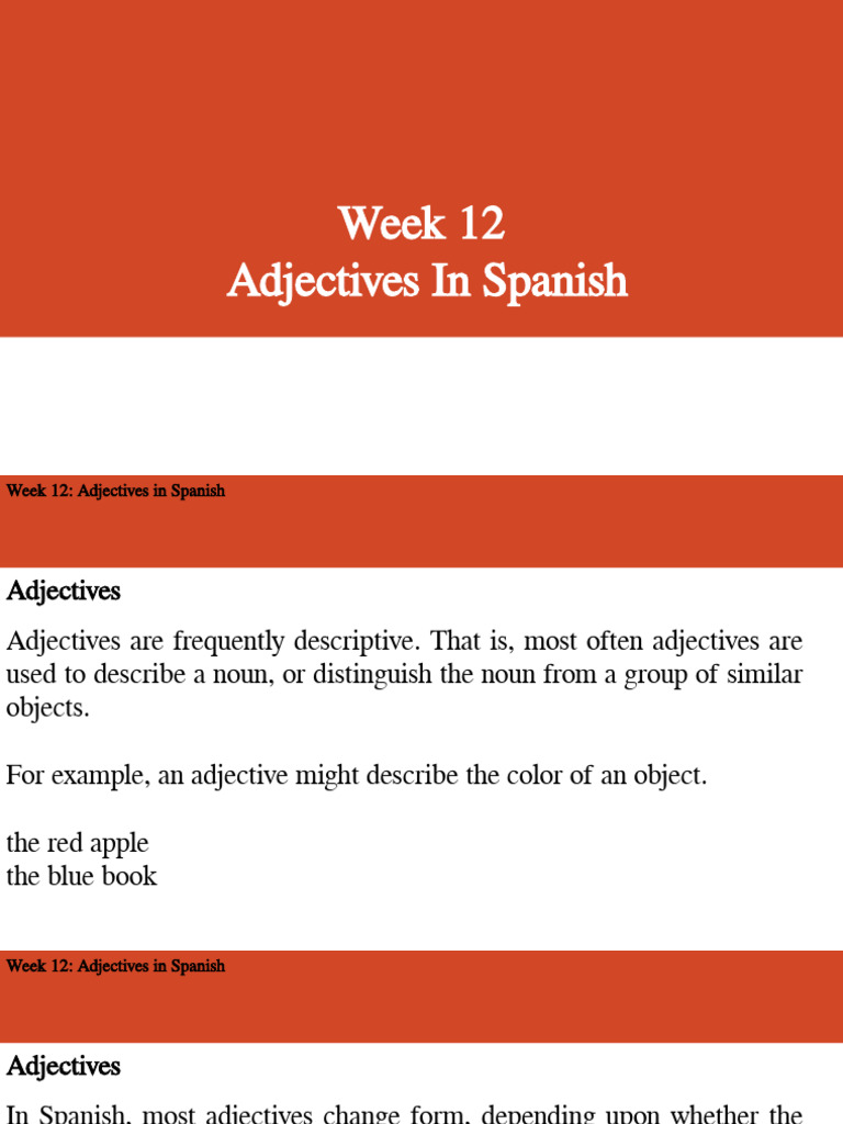 PPT-Lesson8 Adjectives in Spanish | PDF