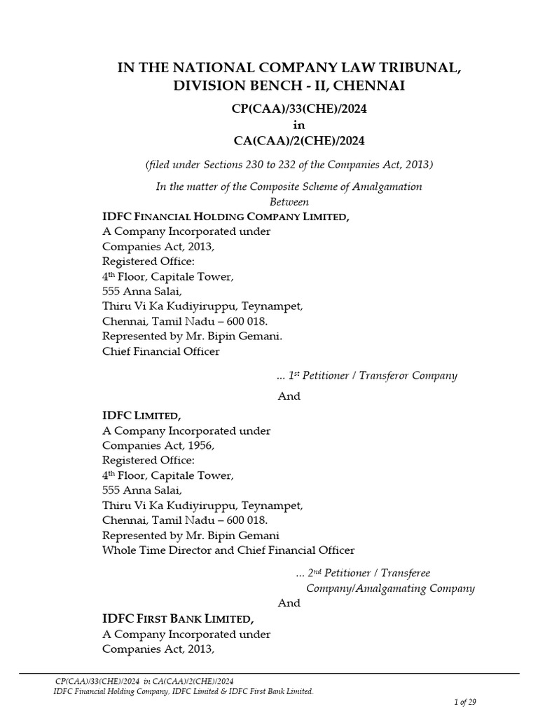 Merger of IDFC LTD With IDFC First Bank On 1.10.2024 | PDF