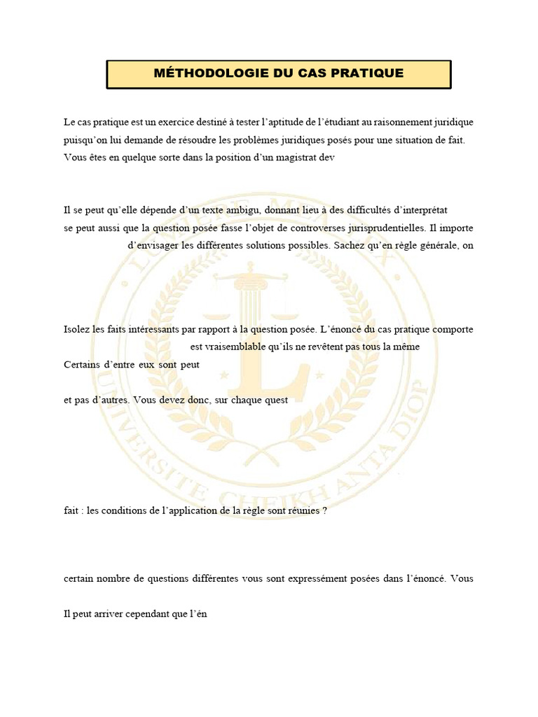 Méthodologie Du Cas Pratique | PDF