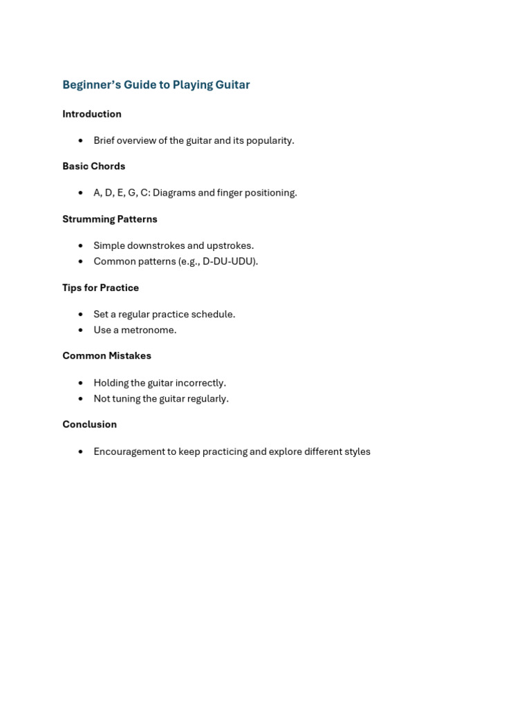 Beginner's Guide To Playing Guitar | PDF