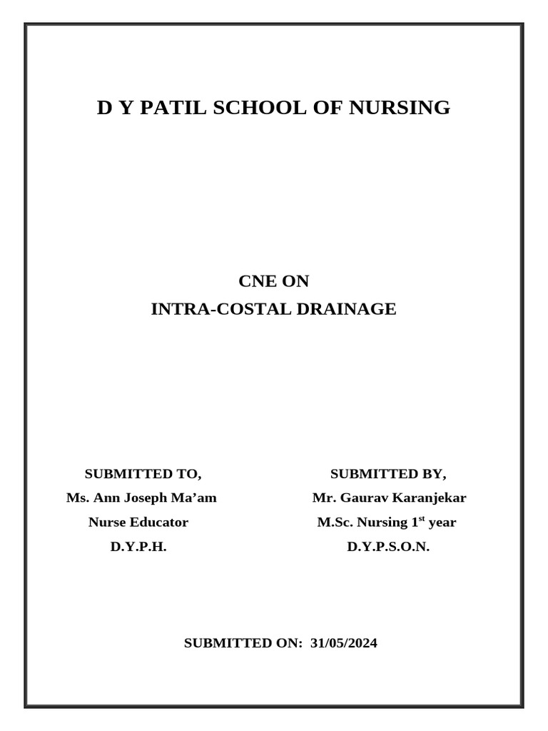 Intra Costal Drainage ICD - Gaurav Karanjekar | PDF | Thorax ...