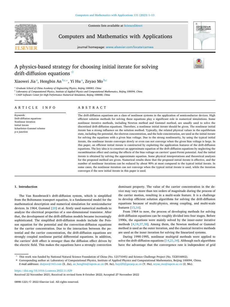 2023 Xiaowei Jia A Physics-Based Strategy For Choosing Initial Iterate For Solving Drift ...