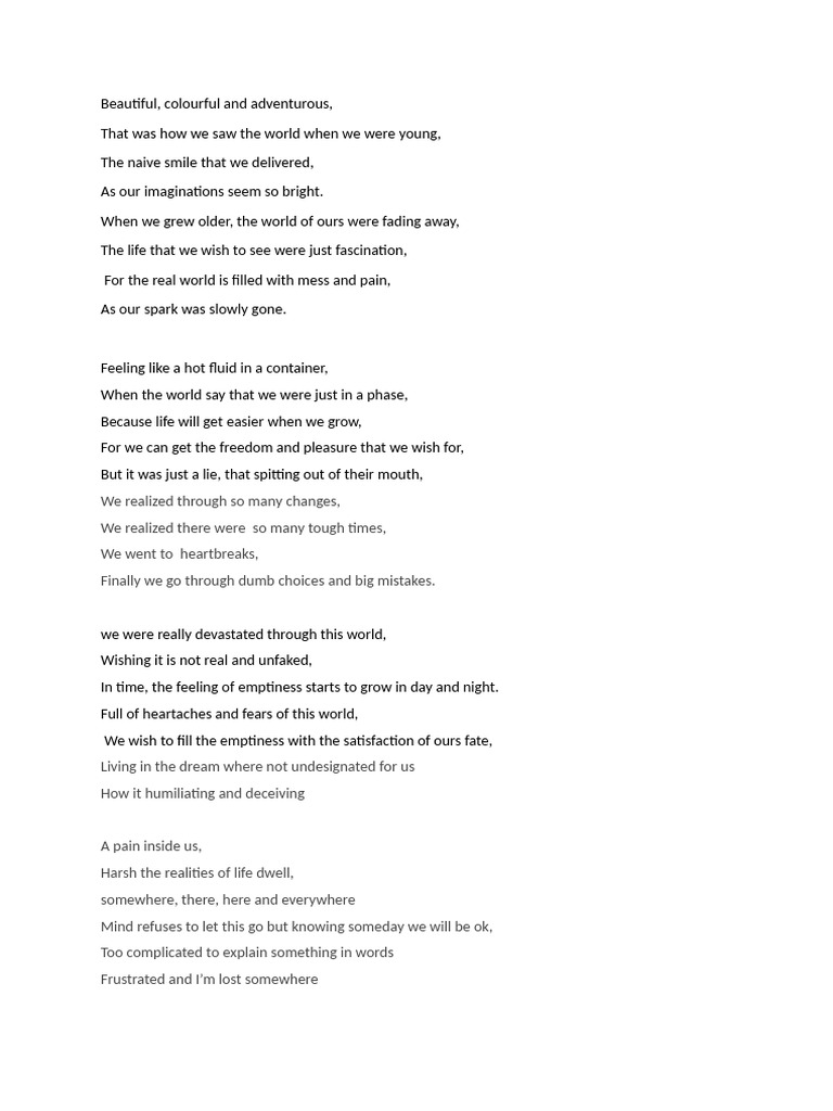 the reality poem | PDF