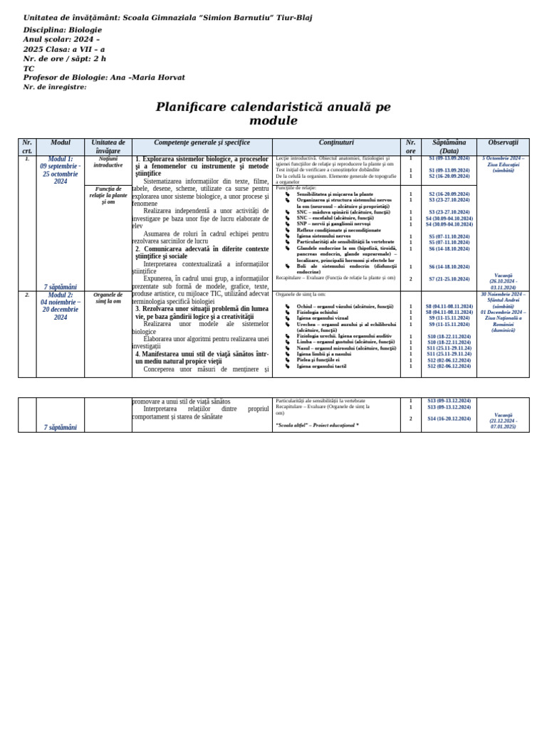 planificare cls a 7-a | PDF