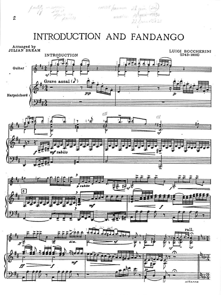 Boccherini Fandango Chit Cembalo 2 | PDF