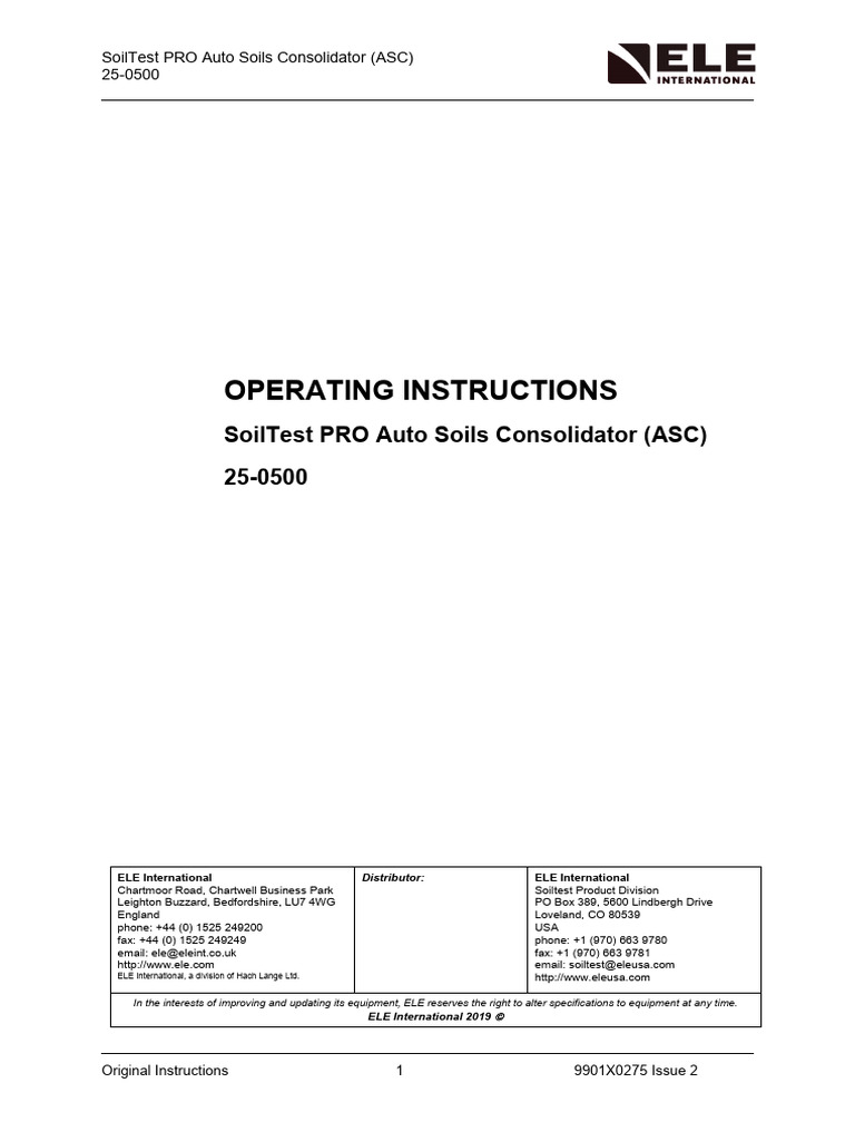 ELE SoilTest PRO Auto Soils Consolidator (ASC) | PDF | Computer Network ...