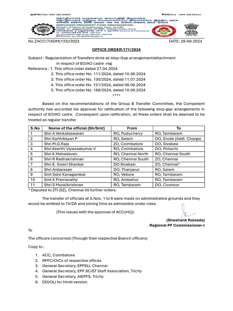 Office Order 171 of 2024 | PDF