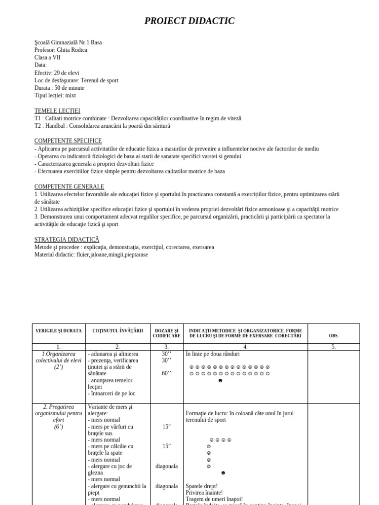 Proiect Didactic Inspectie 2024 | PDF