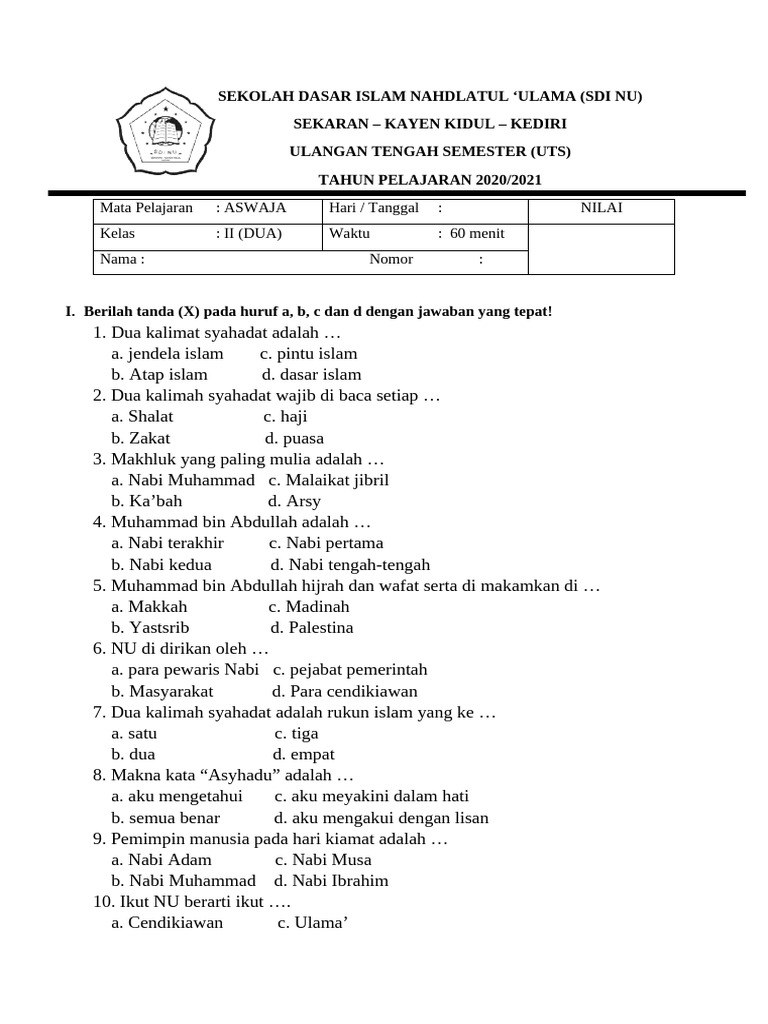 Aswaja KLS 2 Uts | PDF
