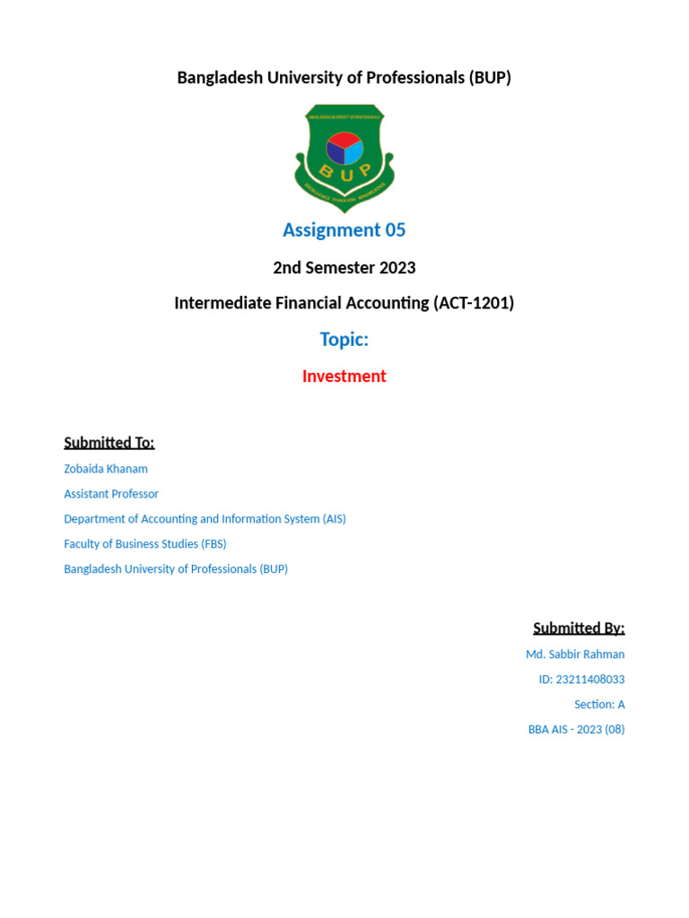 IFA Assignment | PDF