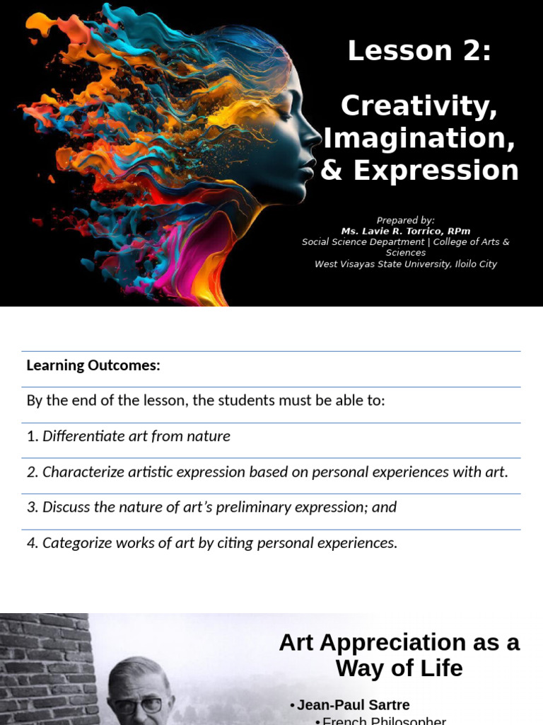Lesson 2 Art Appreciation Creativity Imagination and Expression | PDF