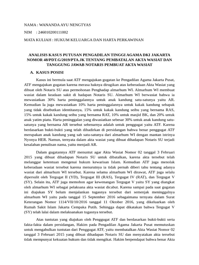 T1 HK. Keluarga Wananda Ayu | PDF