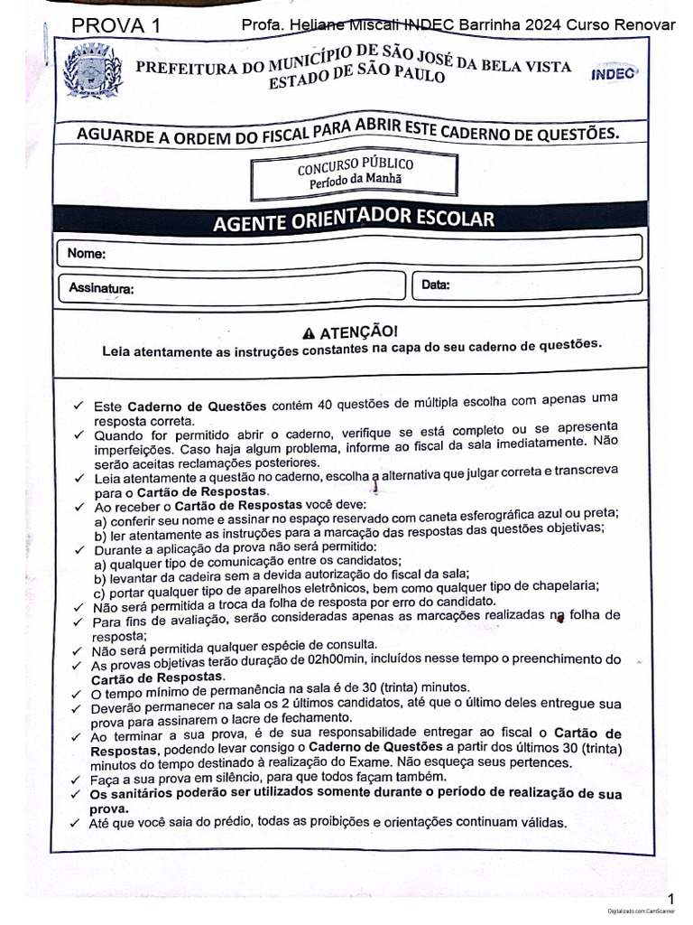 Provas Indec Com Gabarito e Mapa de Temas | PDF