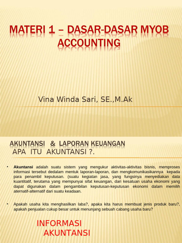 Materi 1 - Dasar-Dasar Myob Accounting 1 | PDF