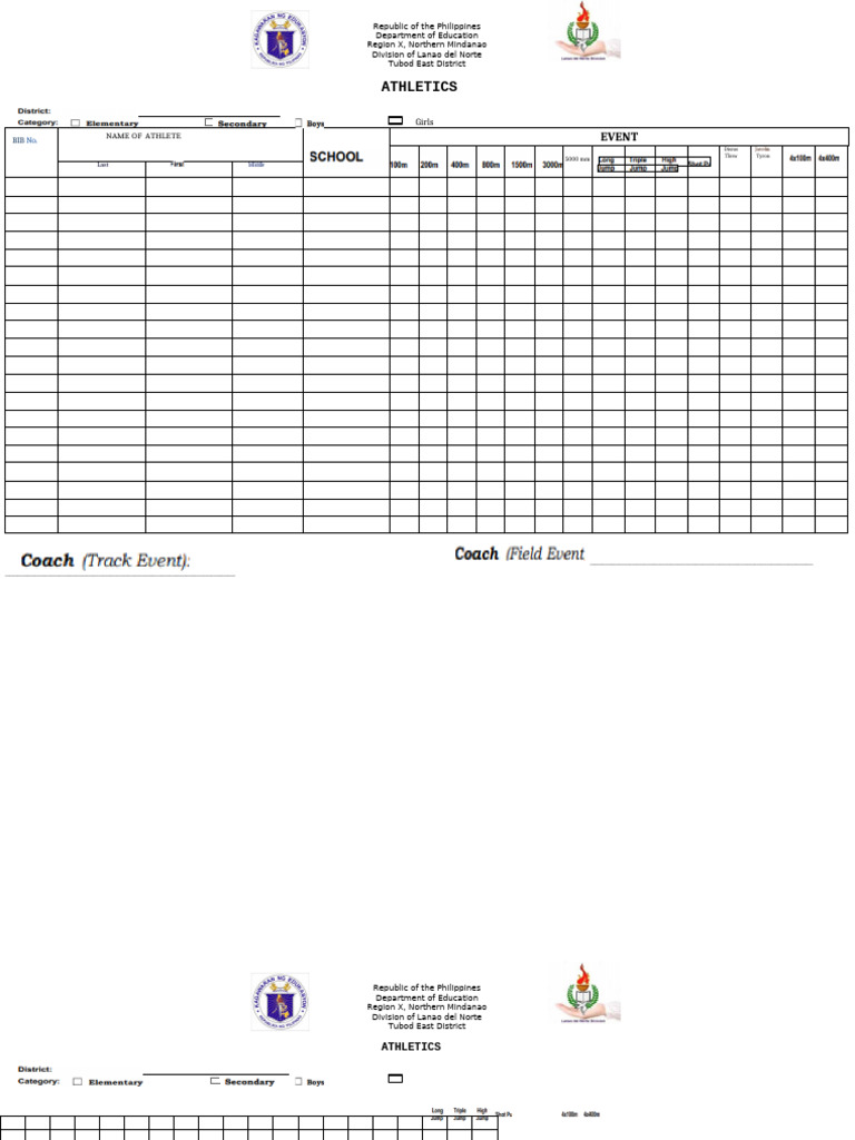 Athletics ENTRY FORM | PDF