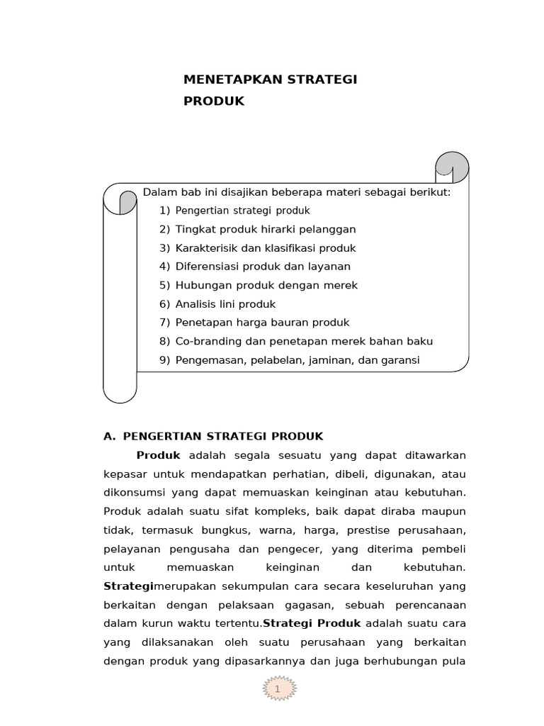 MODUL BAB 9 - Menetapkan Strategi Produk | PDF