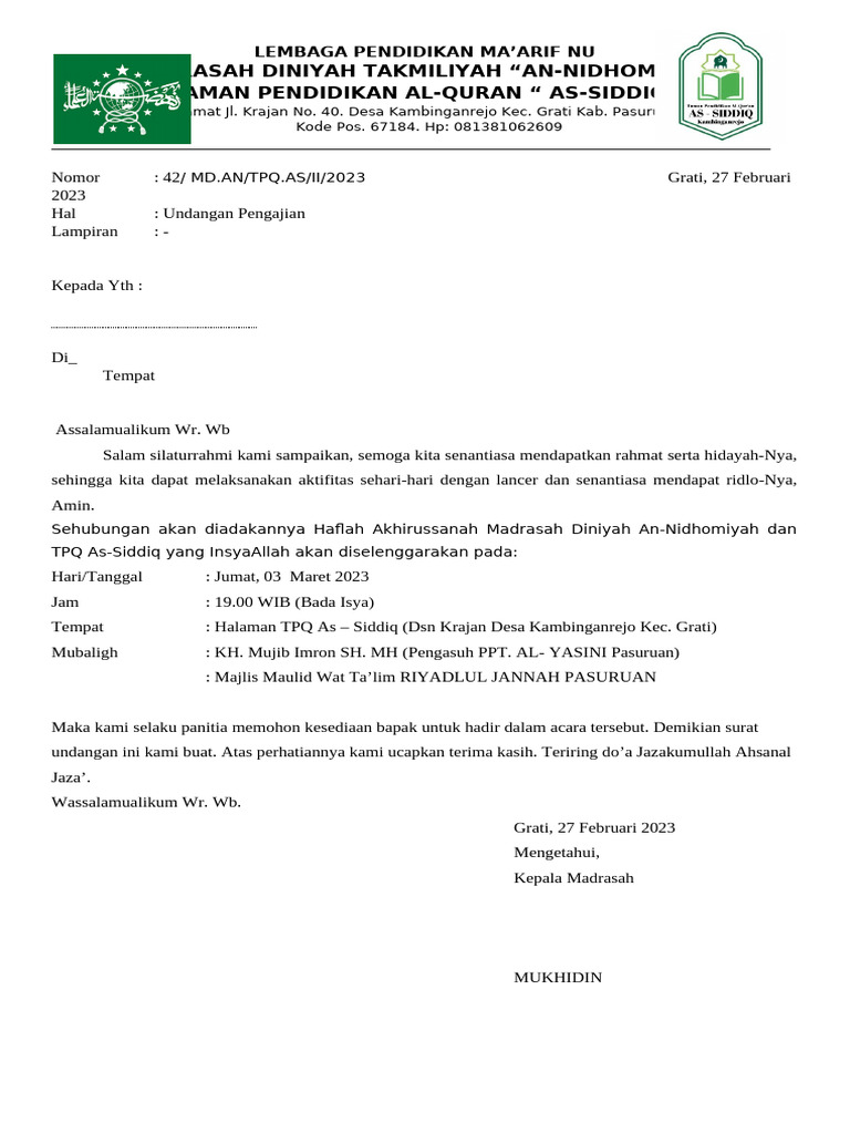 Haflah Akhirussanah Pdf