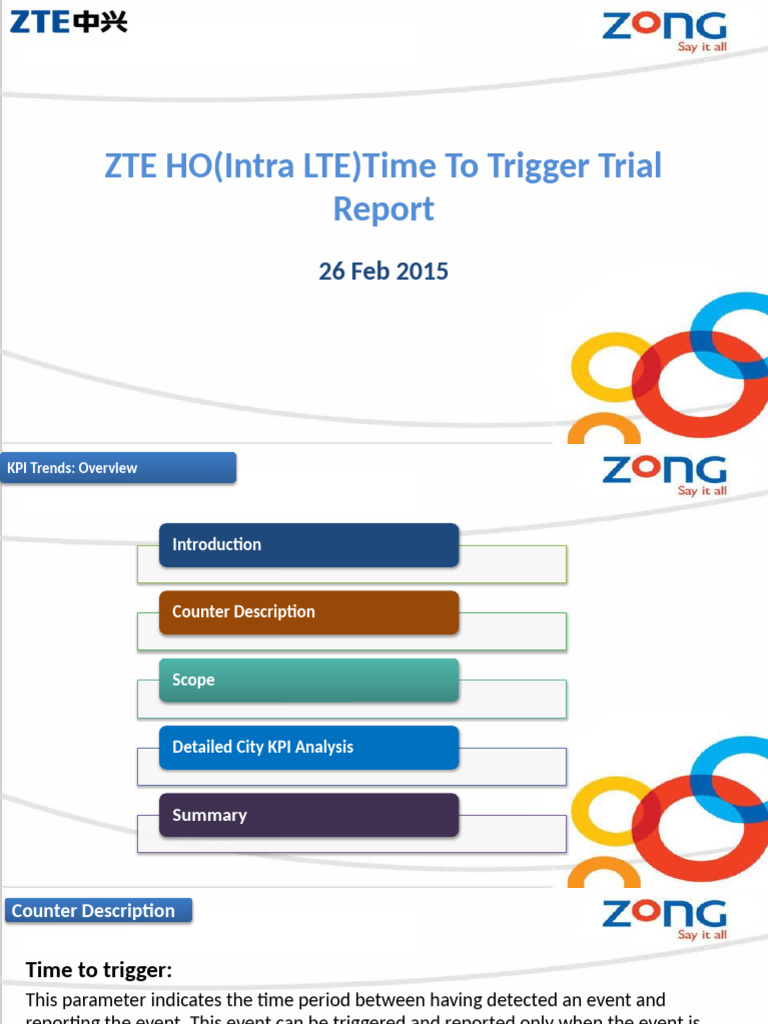 ZTE - HO TimeTotrigger Optimization Report Central | PDF