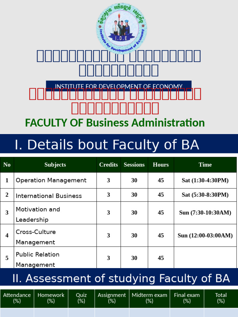 តម្រង់ទិស Faculty of BA | PDF